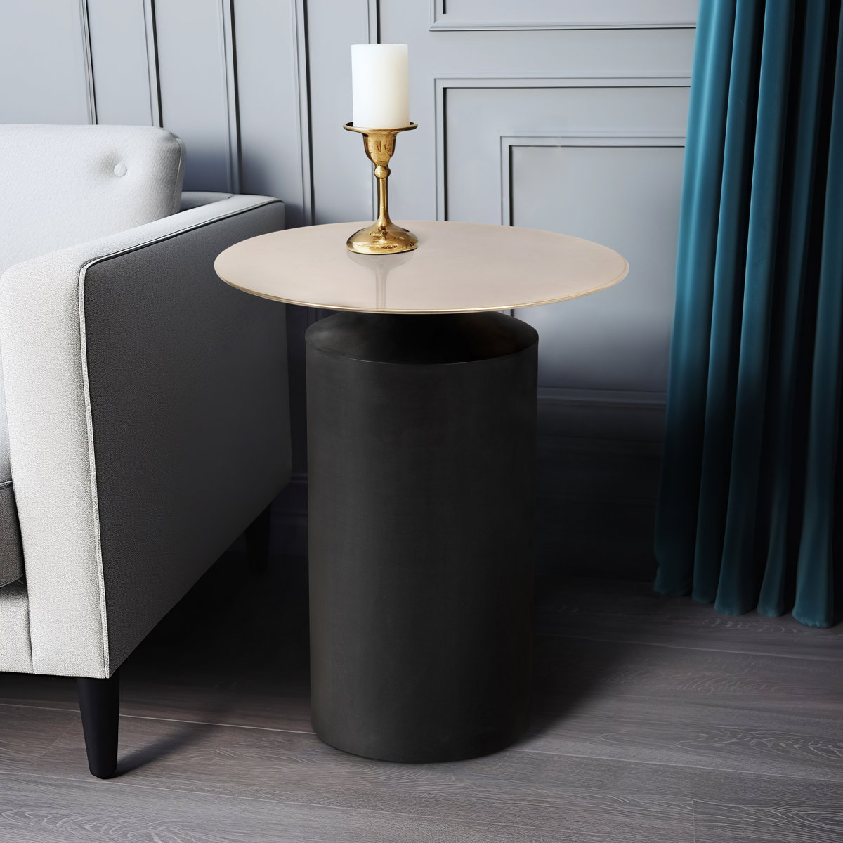 Latitude Run® Metal 19"H Cylinder Accent Table in Black Finish | Wayfair